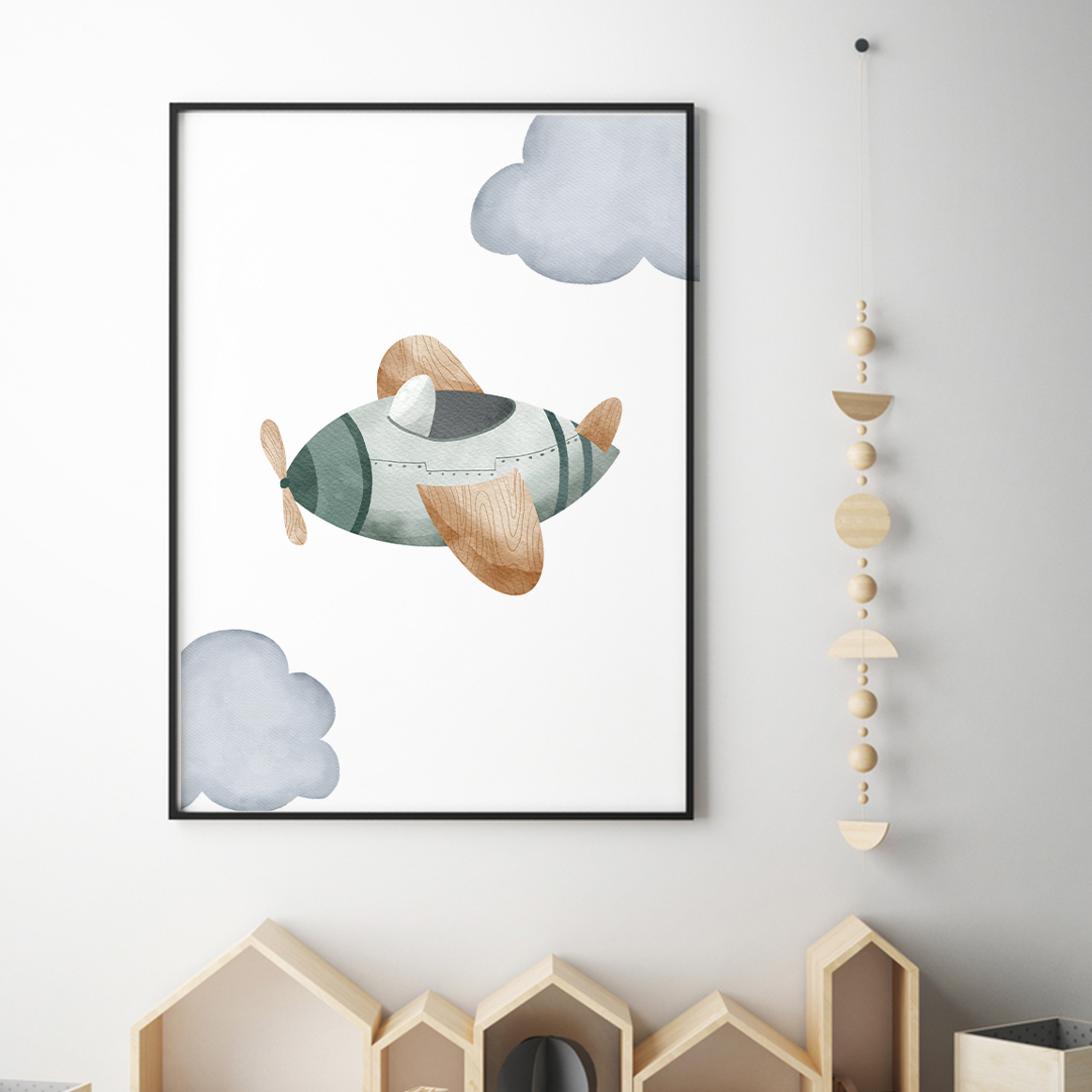 Watercolor airplane digital poster printable - Inspire Uplift