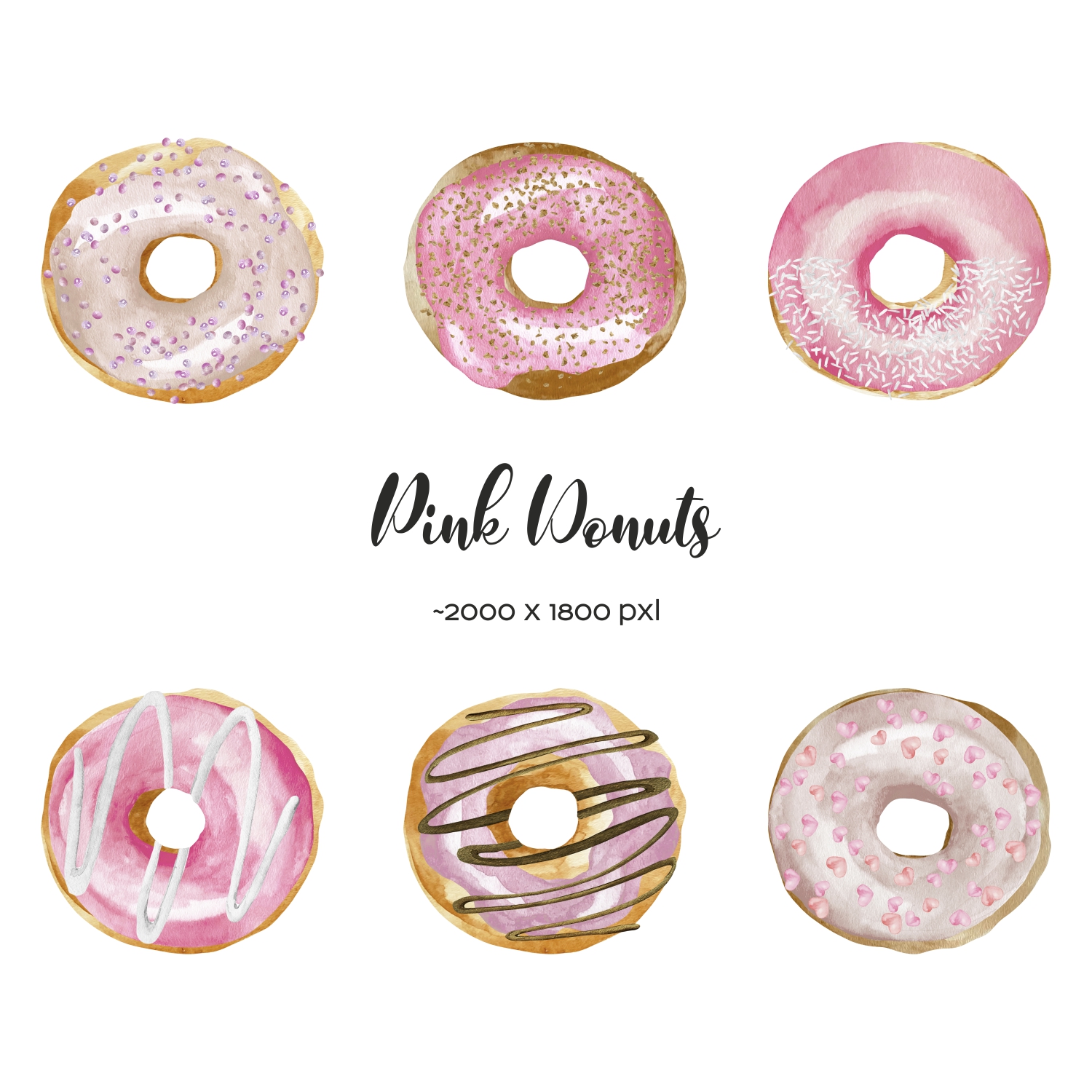 Watercolor Donuts Clipart, sweet pink doughnuts PNG - Inspire Uplift