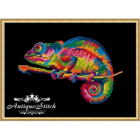 Rainbow Chameleon Cross Stitch Pattern PDF Funny Animal Colo | Inspire ...
