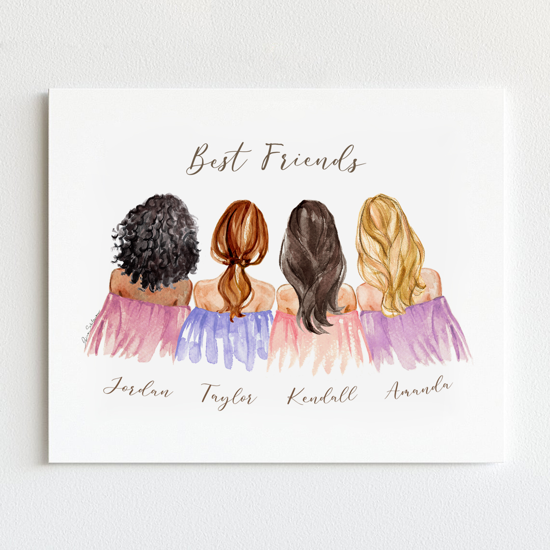 Personalized Gifts for best friends, Best friends custom art - Inspire ...