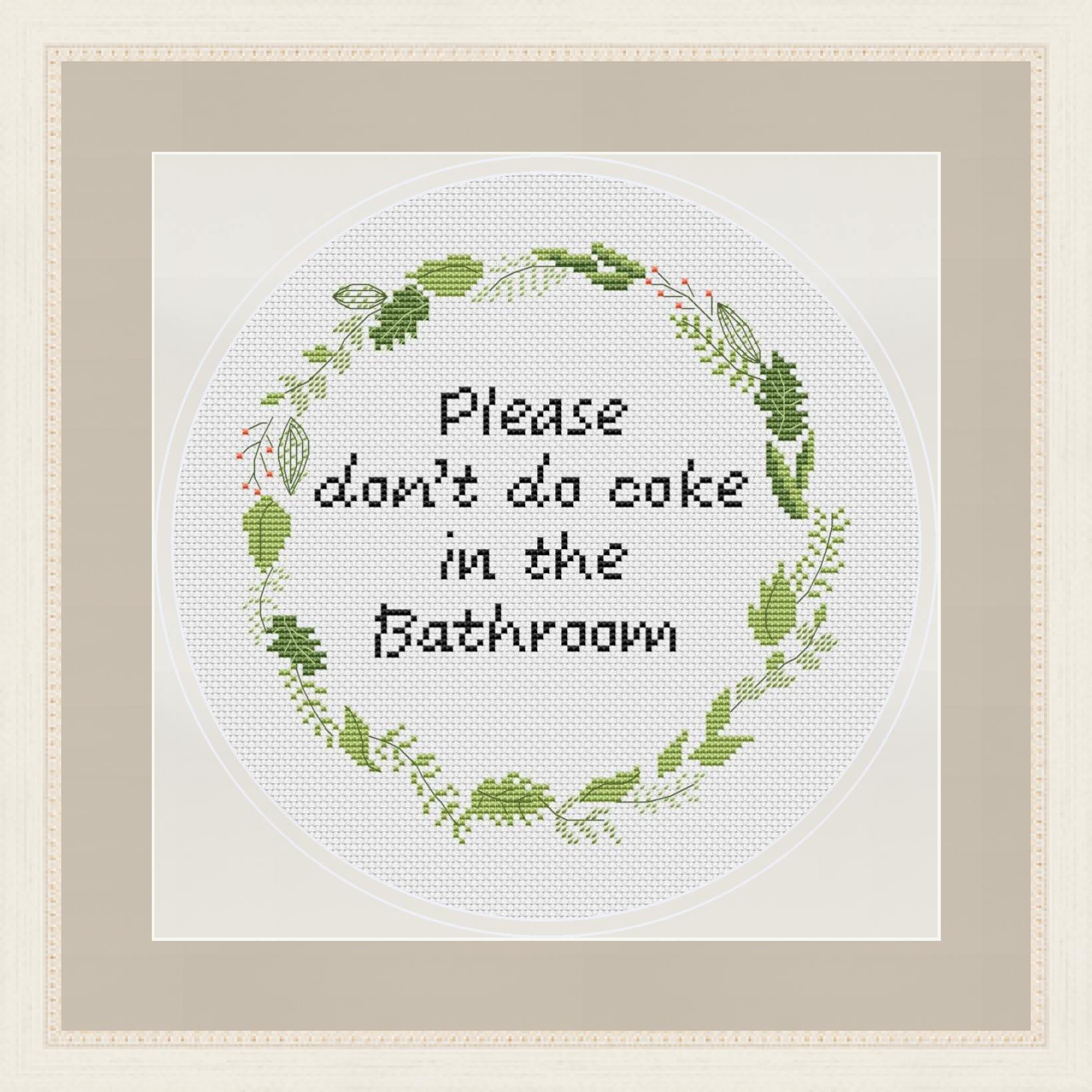 Please Don’t Do Coke In The Bathroom Cross Stitch Pattern - Inspire Uplift