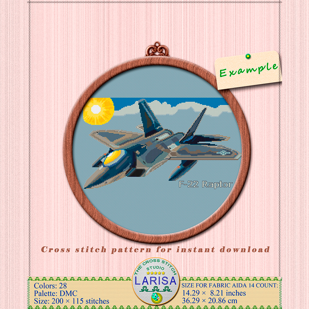 F-22 Raptor Cross Stitch Pattern - Inspire Uplift