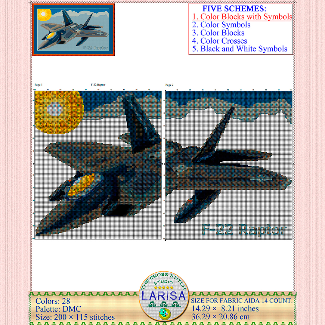 F-22 Raptor Cross Stitch Pattern - Inspire Uplift