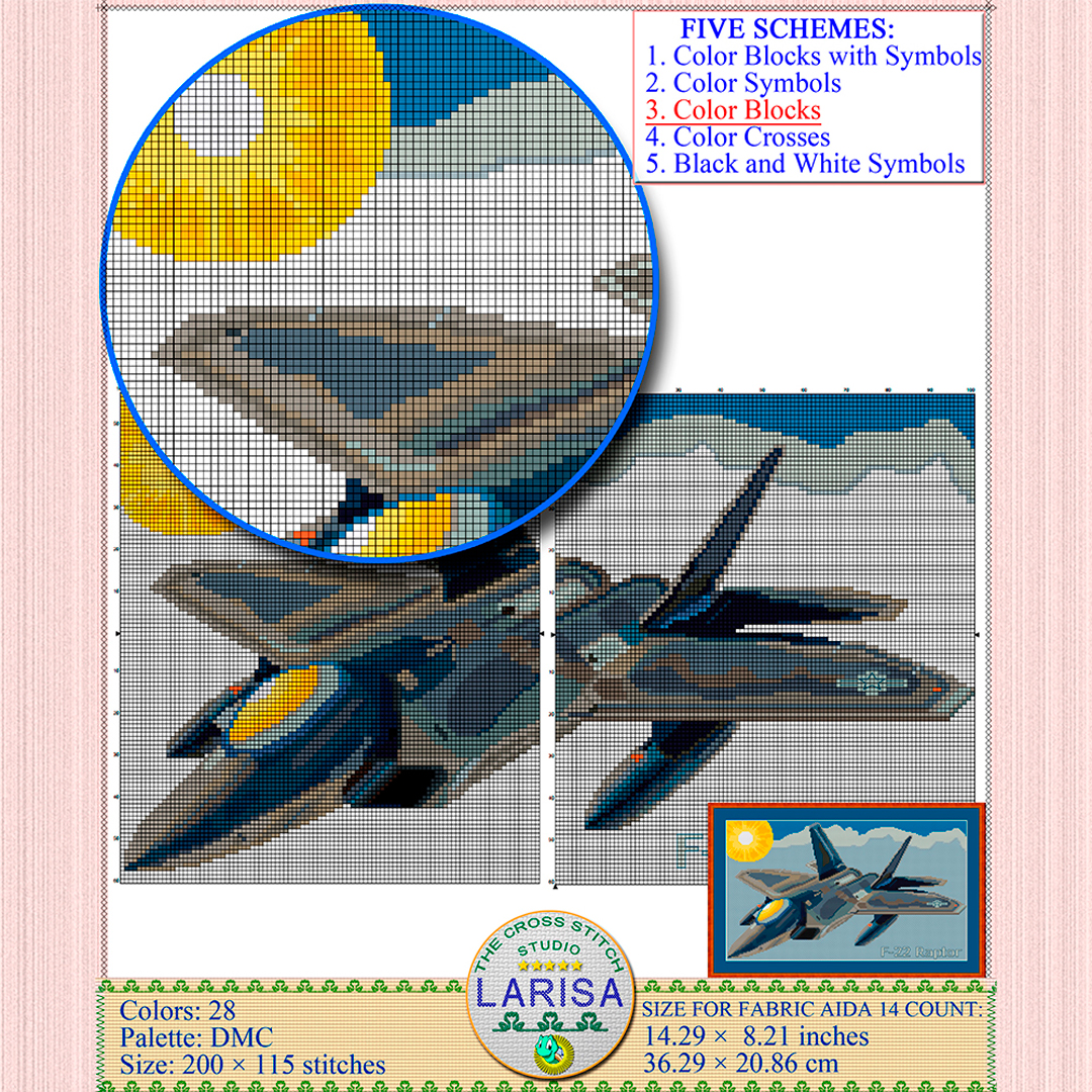 F-22 Raptor Cross Stitch Pattern - Inspire Uplift