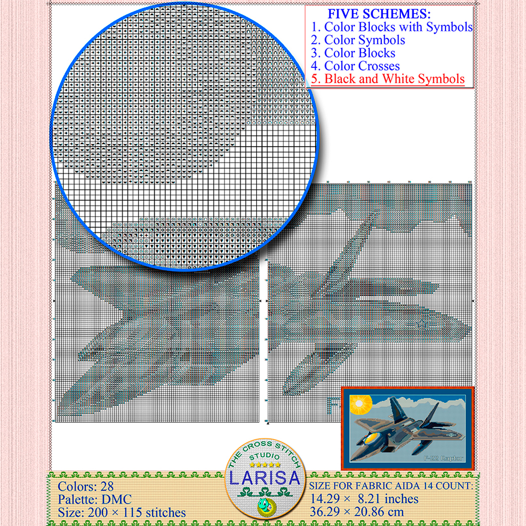 F-22 Raptor Cross Stitch Pattern - Inspire Uplift