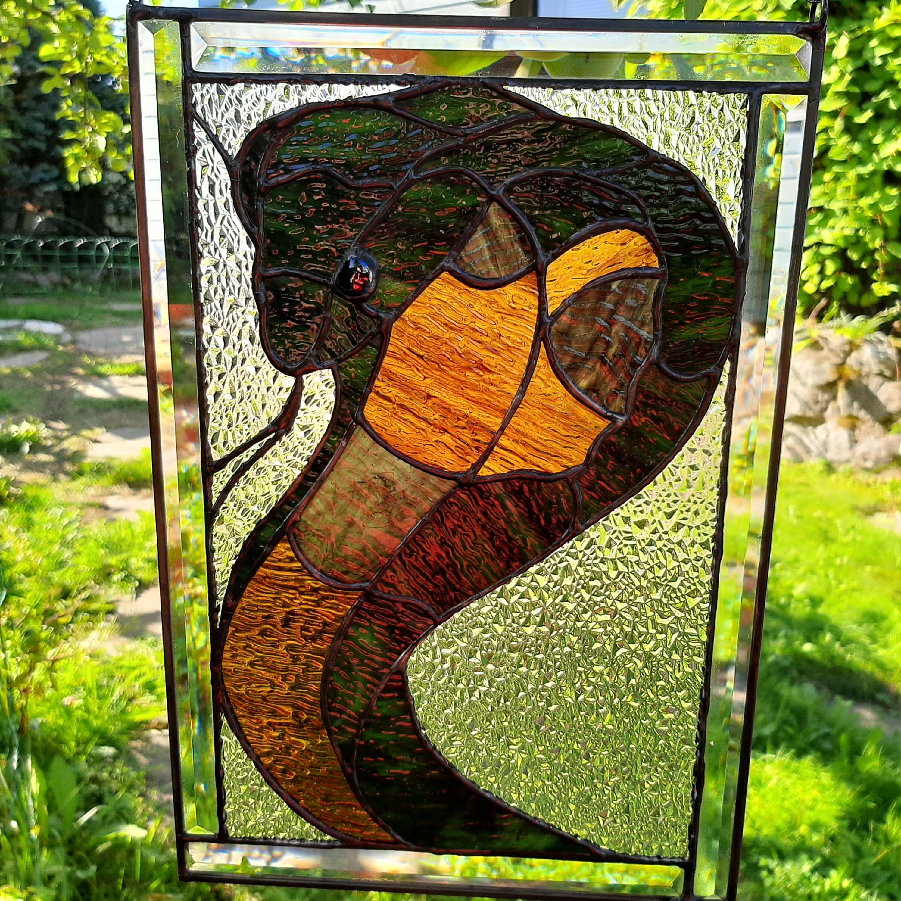 Stained glass Cobra snake panel / Chinese zodiac snake/ Wind - Inspire ...