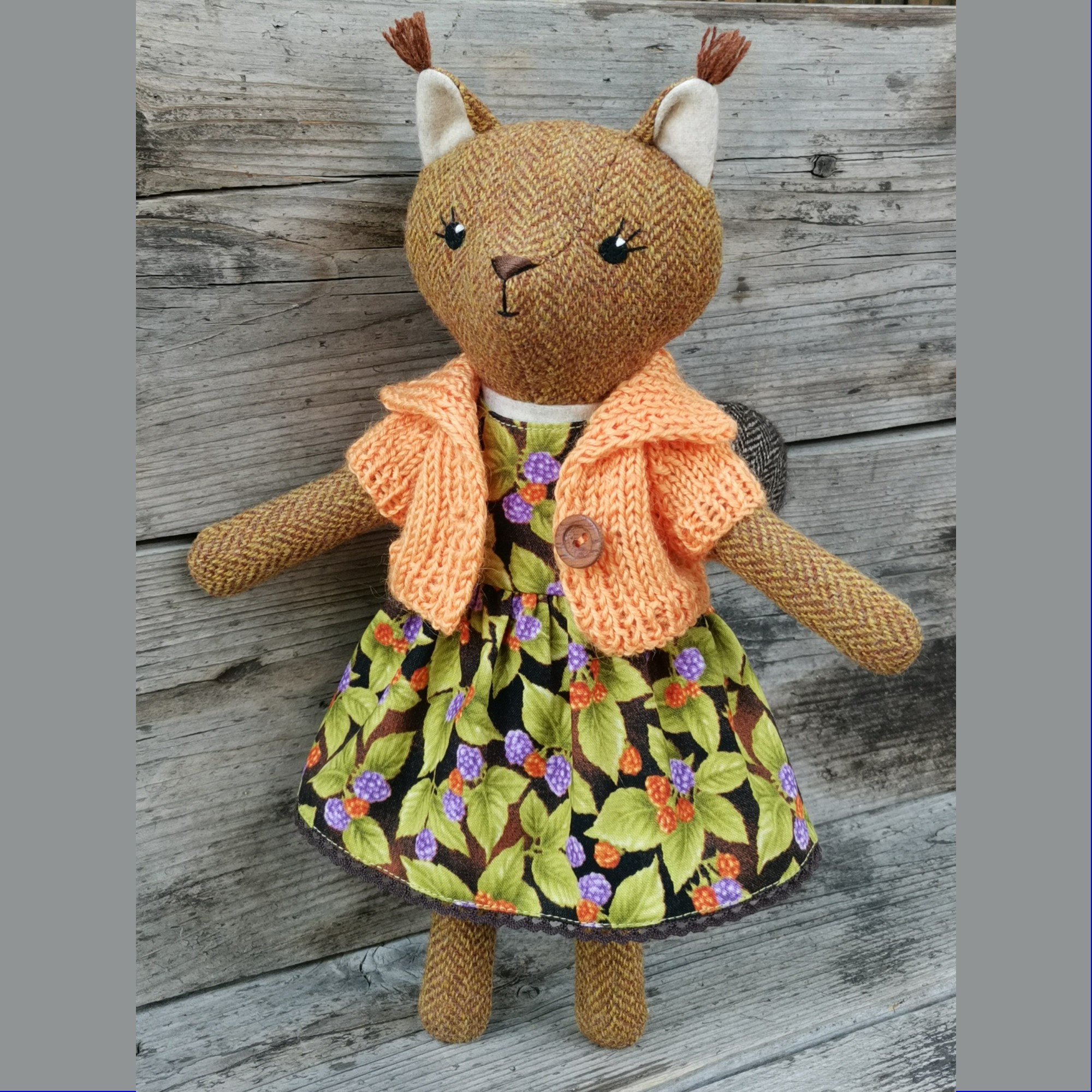 Red squirrel girl, plush stuffed animal, handmade wool doll - Inspire ...