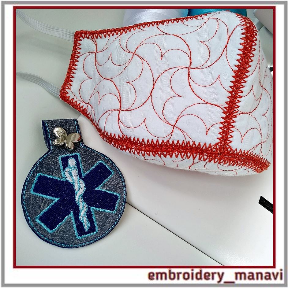 Keychain in the hoop embroidery design with medical symbols. - Inspire ...