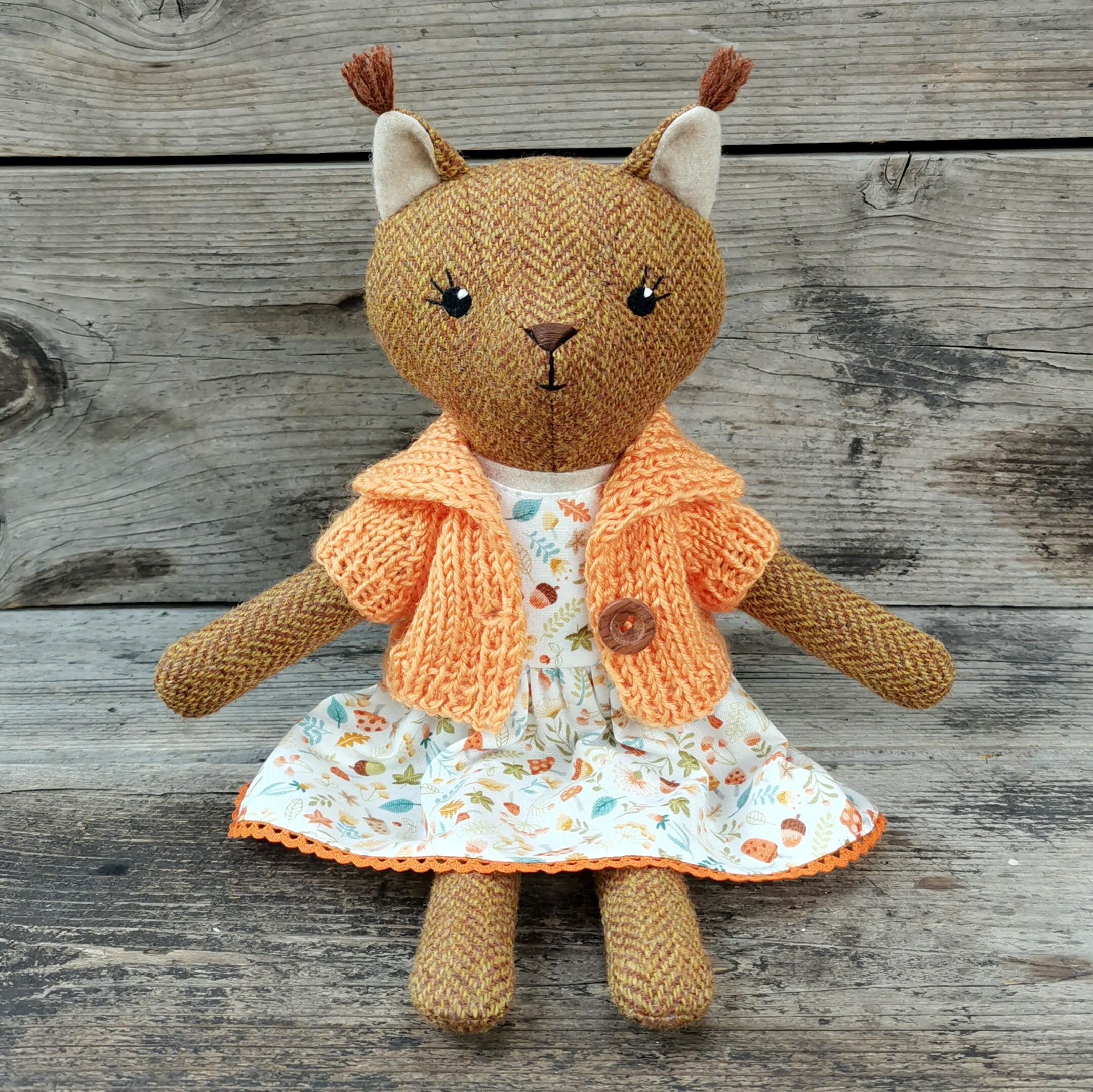 Red squirrel girl, plush stuffed animal, handmade wool doll - Inspire ...