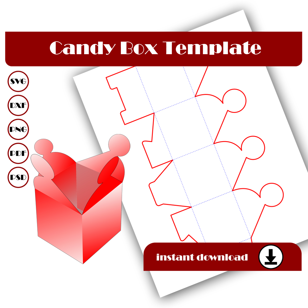 Candy box template, Gift box template, Gift box SVG, DXF, Pd - Inspire ...