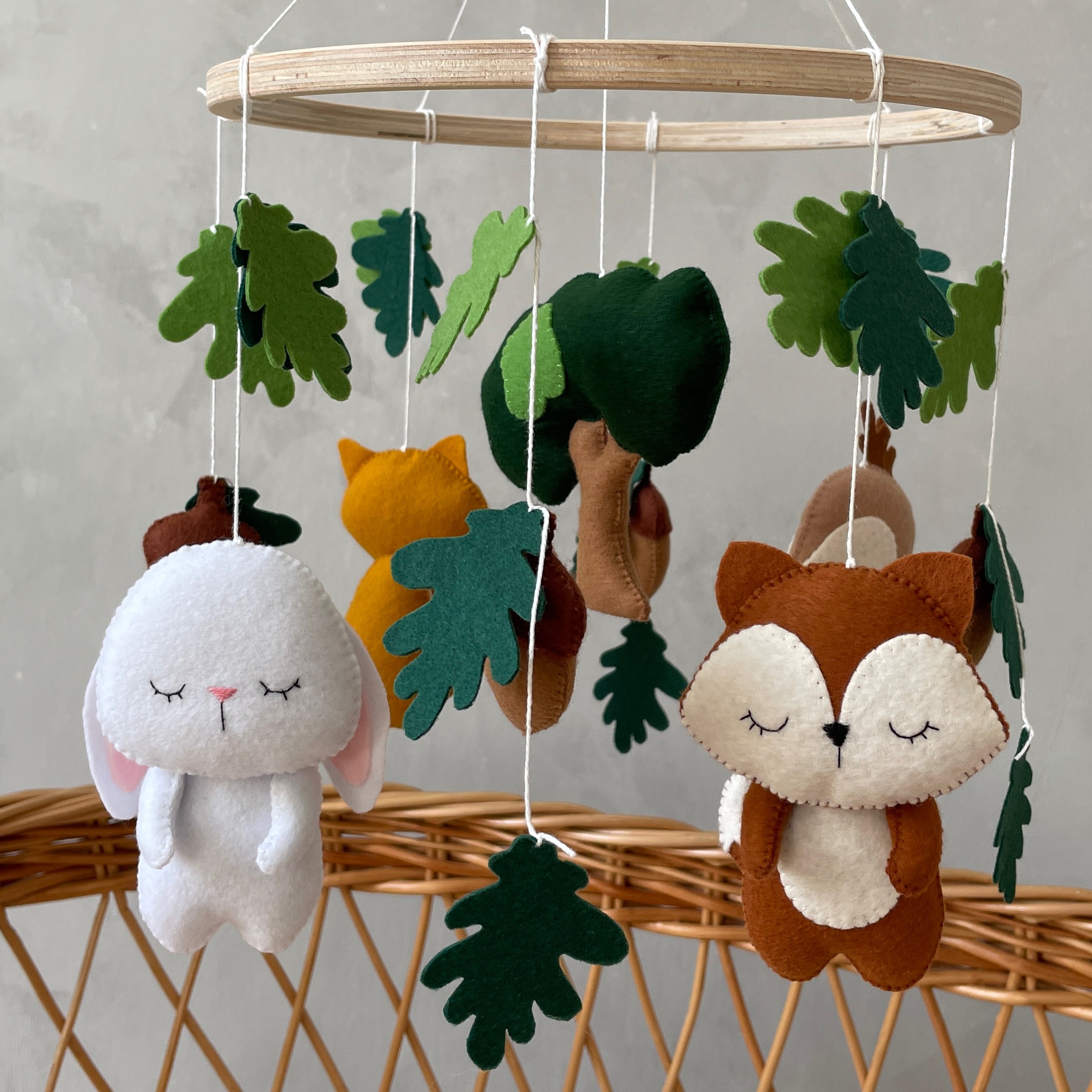 Woodland mobile baby, Crib baby mobile, Felt animal mobile, - Inspire ...
