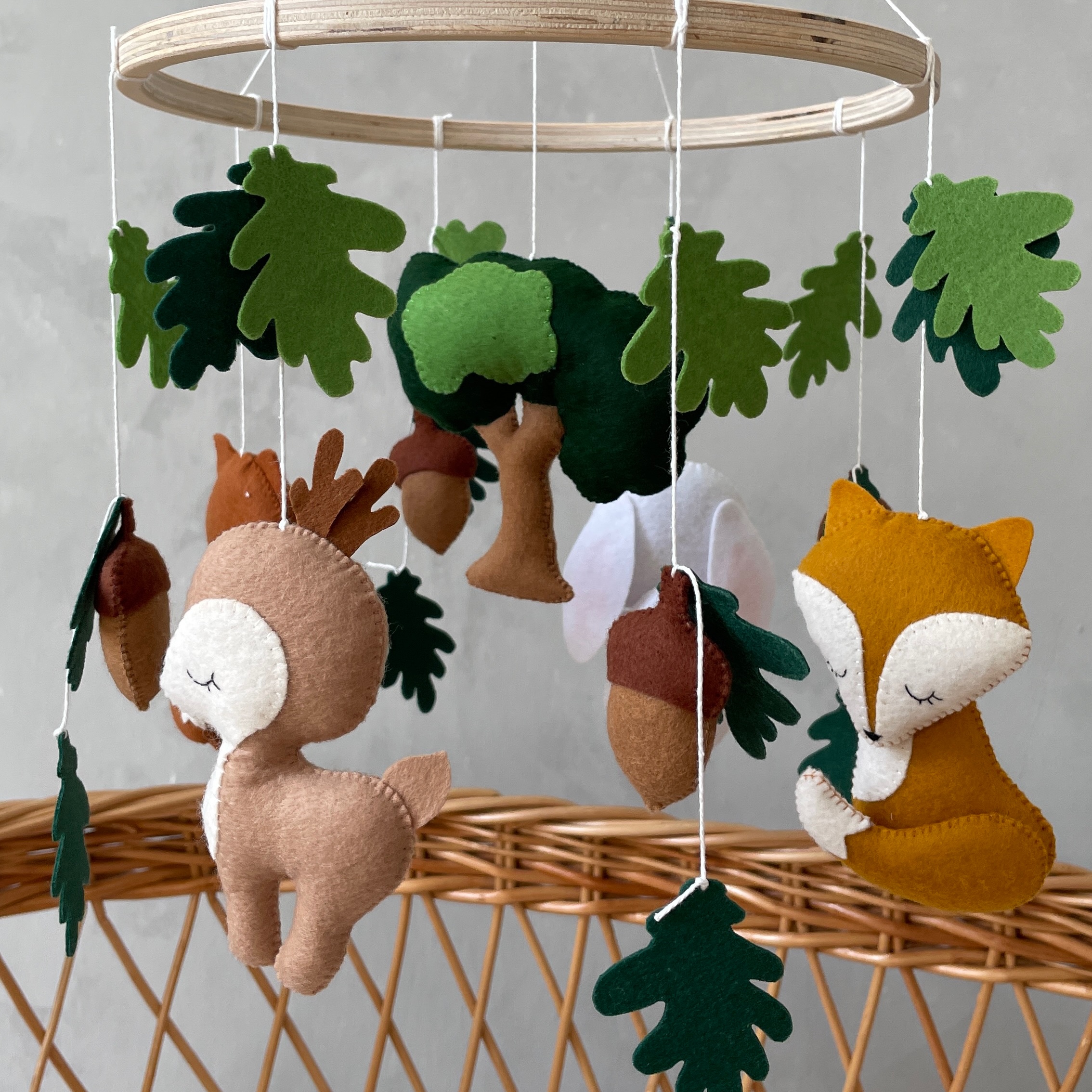 Woodland mobile baby, Crib baby mobile, Felt animal mobile, - Inspire ...