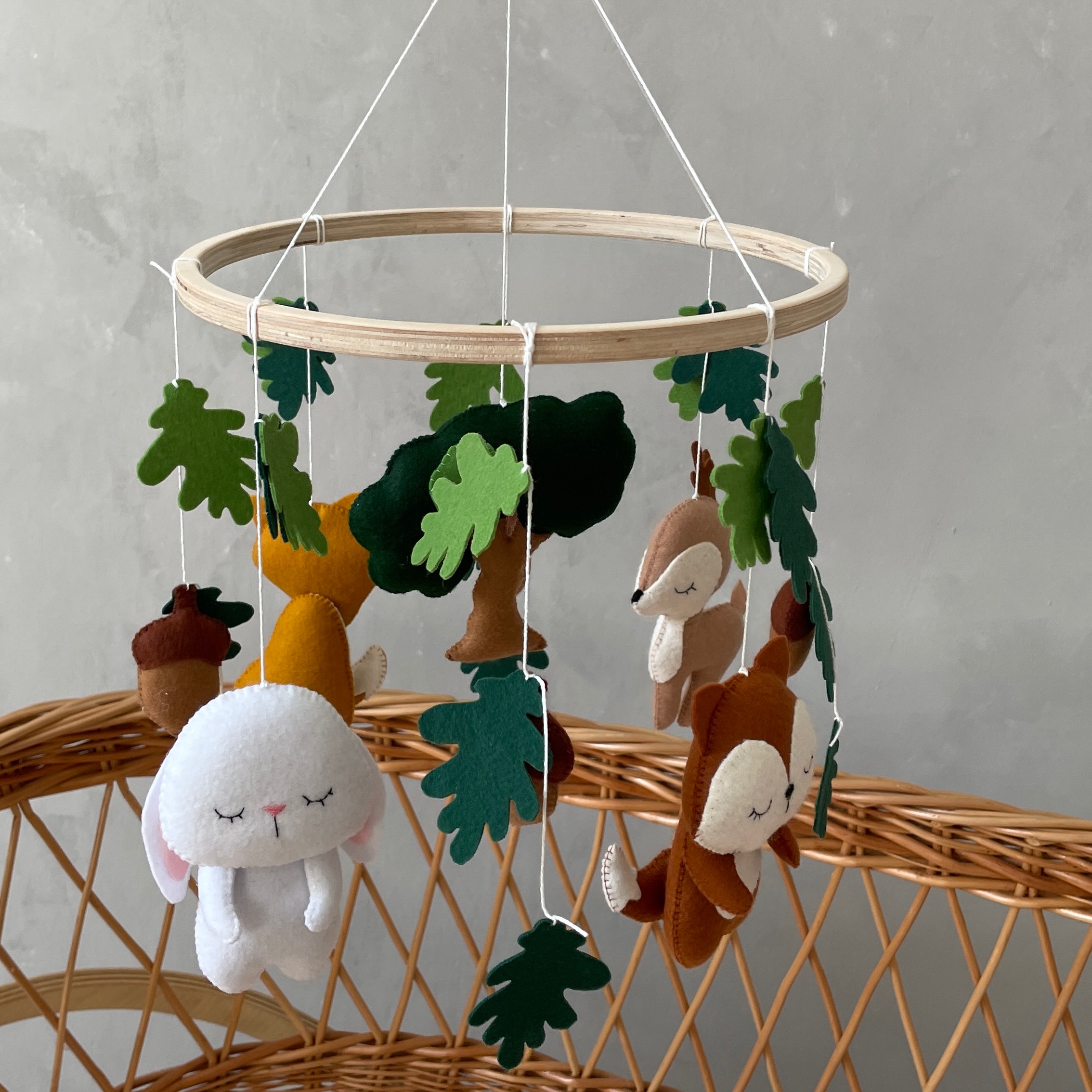 Woodland mobile baby, Crib baby mobile, Felt animal mobile, - Inspire ...