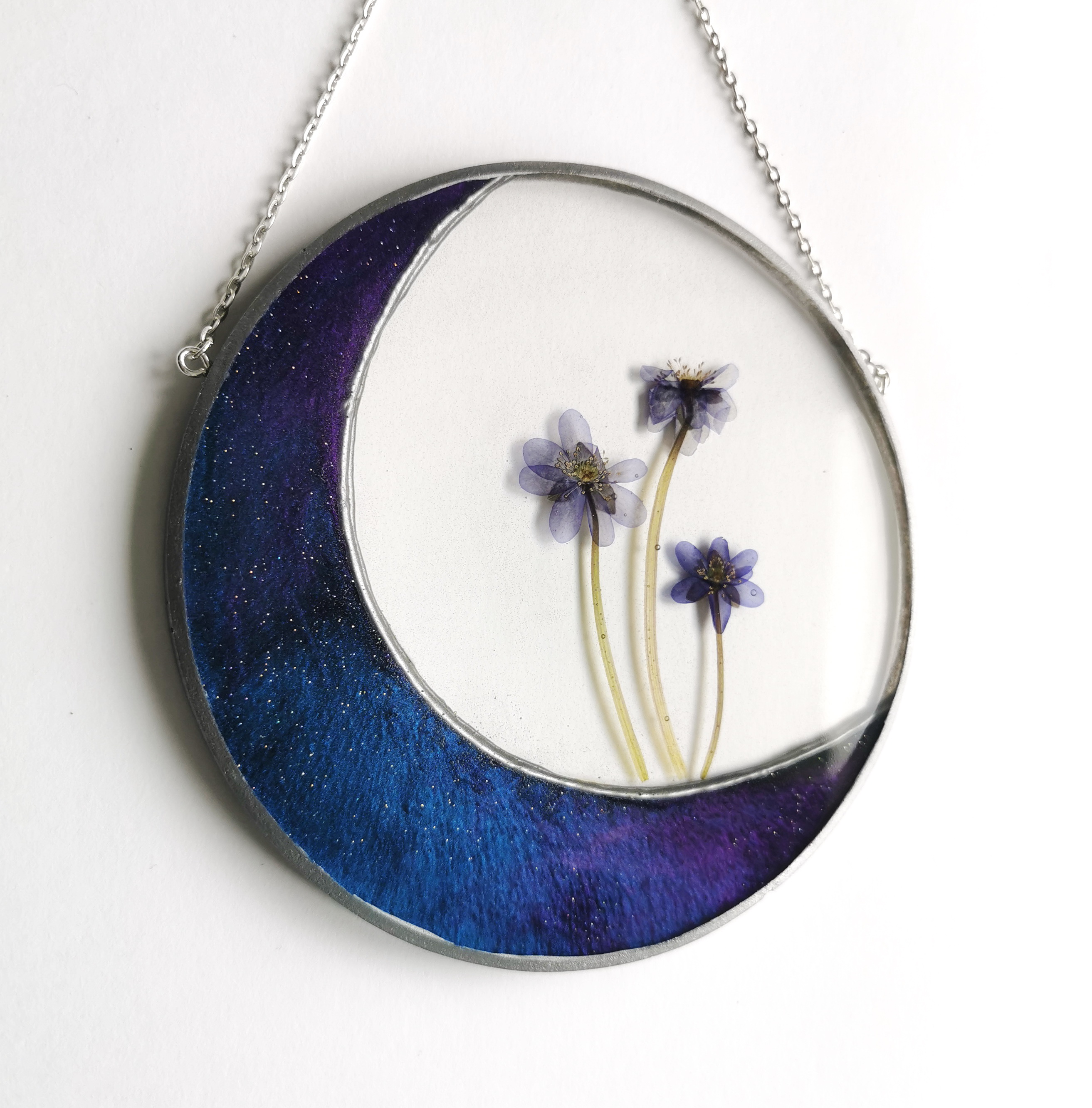 Blue moon resin decor pressed flower frame Resin art Moon su - Inspire ...