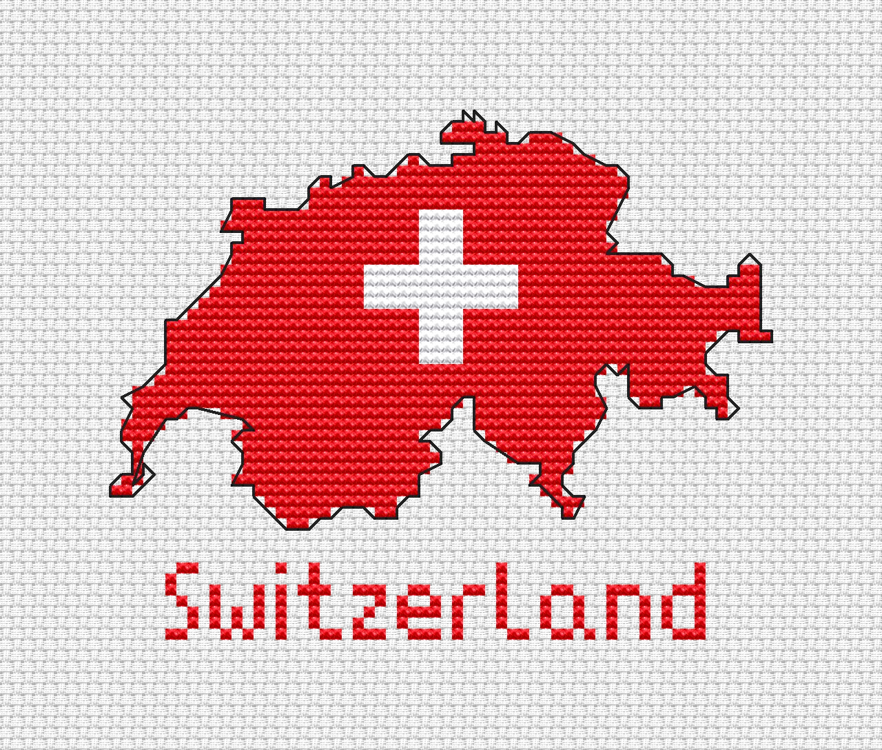 Switzerland Map Cross Stitch pattern modern, Swiss Flag - Inspire Uplift