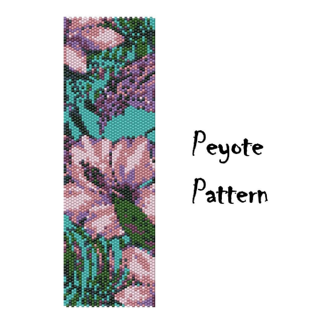 Orchids Flower peyote beading pattern, seed bead bracelet, p | Inspire ...
