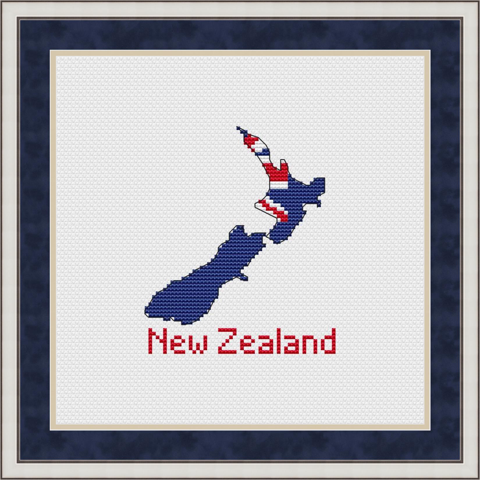 New Zealand map Cross Stitch pattern modern, Oceania xstitch - Inspire ...
