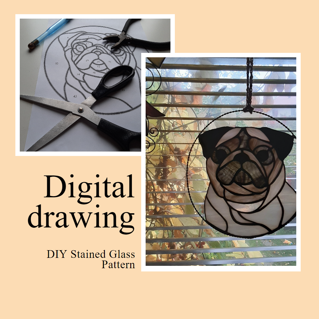Pug Suncatcher/ Digital Download / Stained Glass Pattern / P - Inspire ...