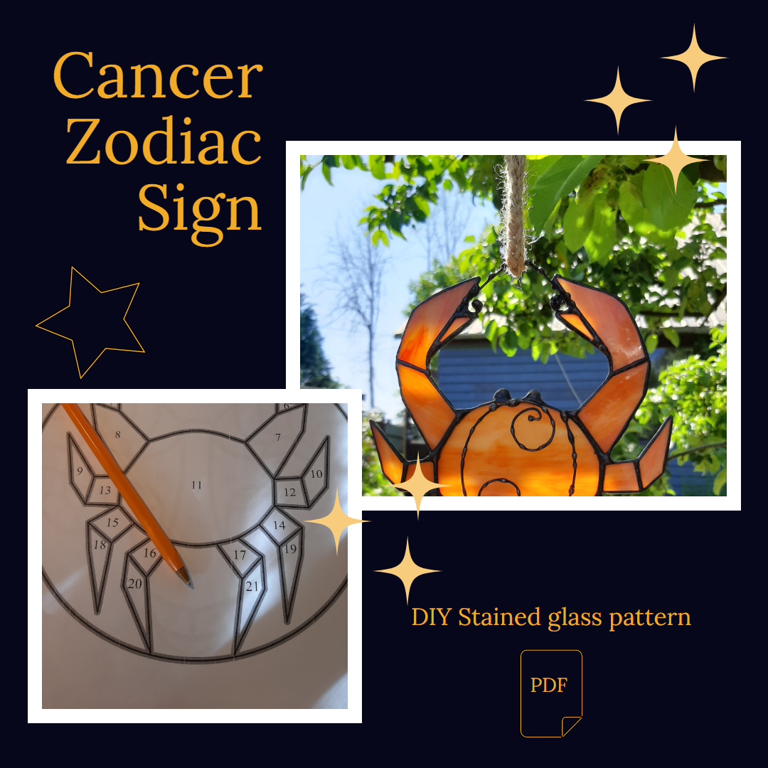 Cancer zodiac sign/ Digital Download / Stained Glass Pattern - Inspire ...