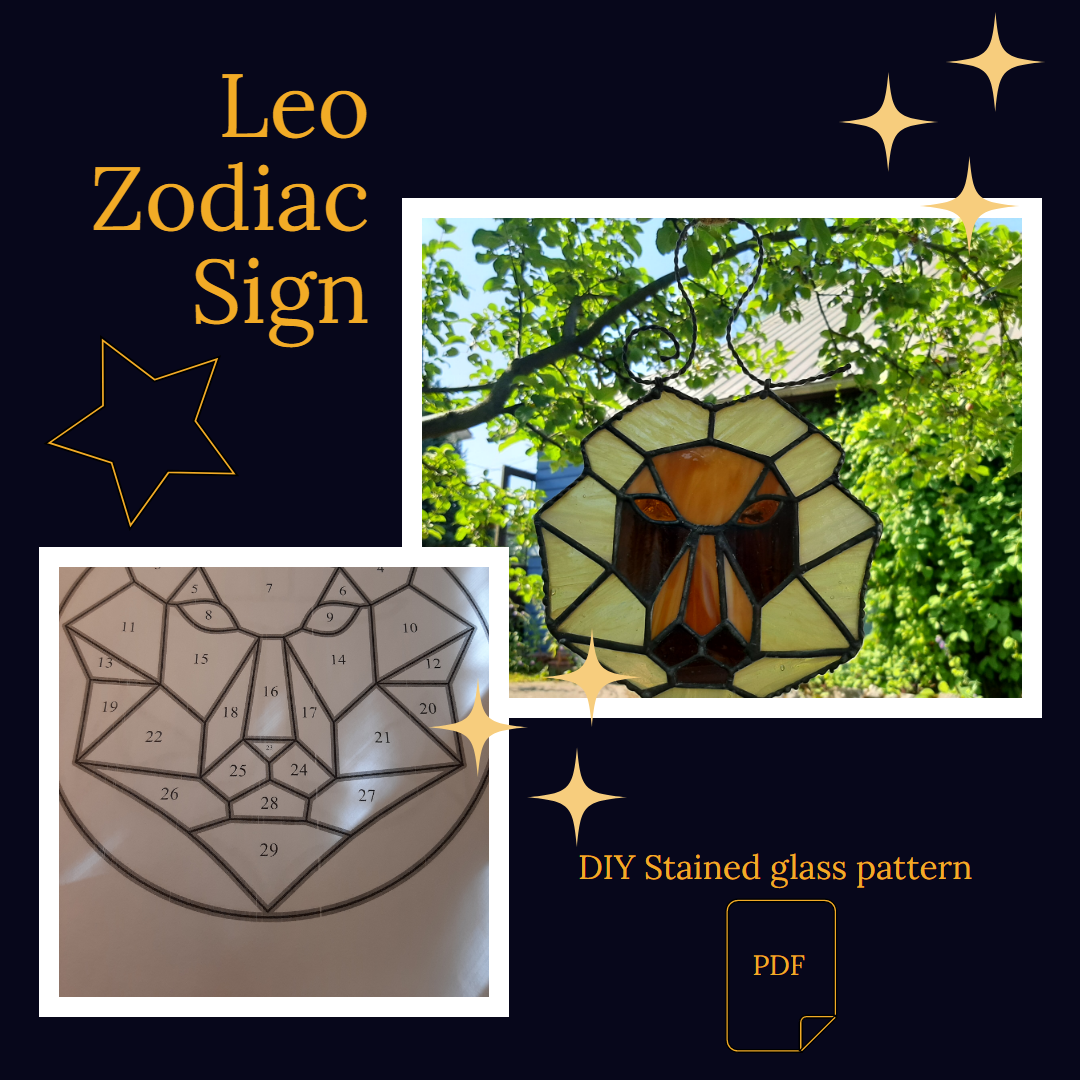 Leo Zodiac sign/ Digital Download / Stained Glass Pattern / - Inspire ...