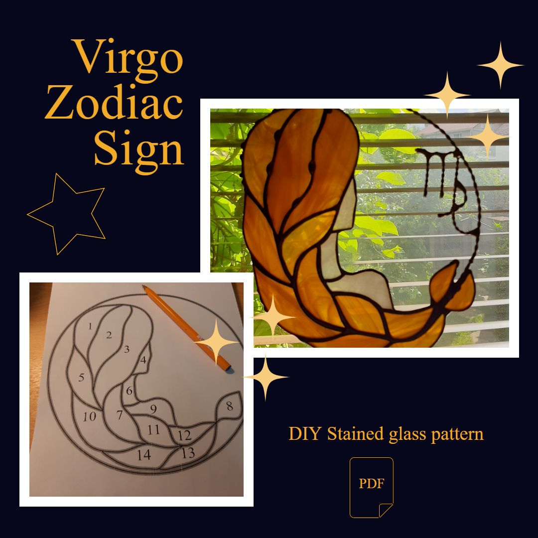 Virgo zodiac sign/ Digital Download / Stained Glass Pattern | Inspire ...
