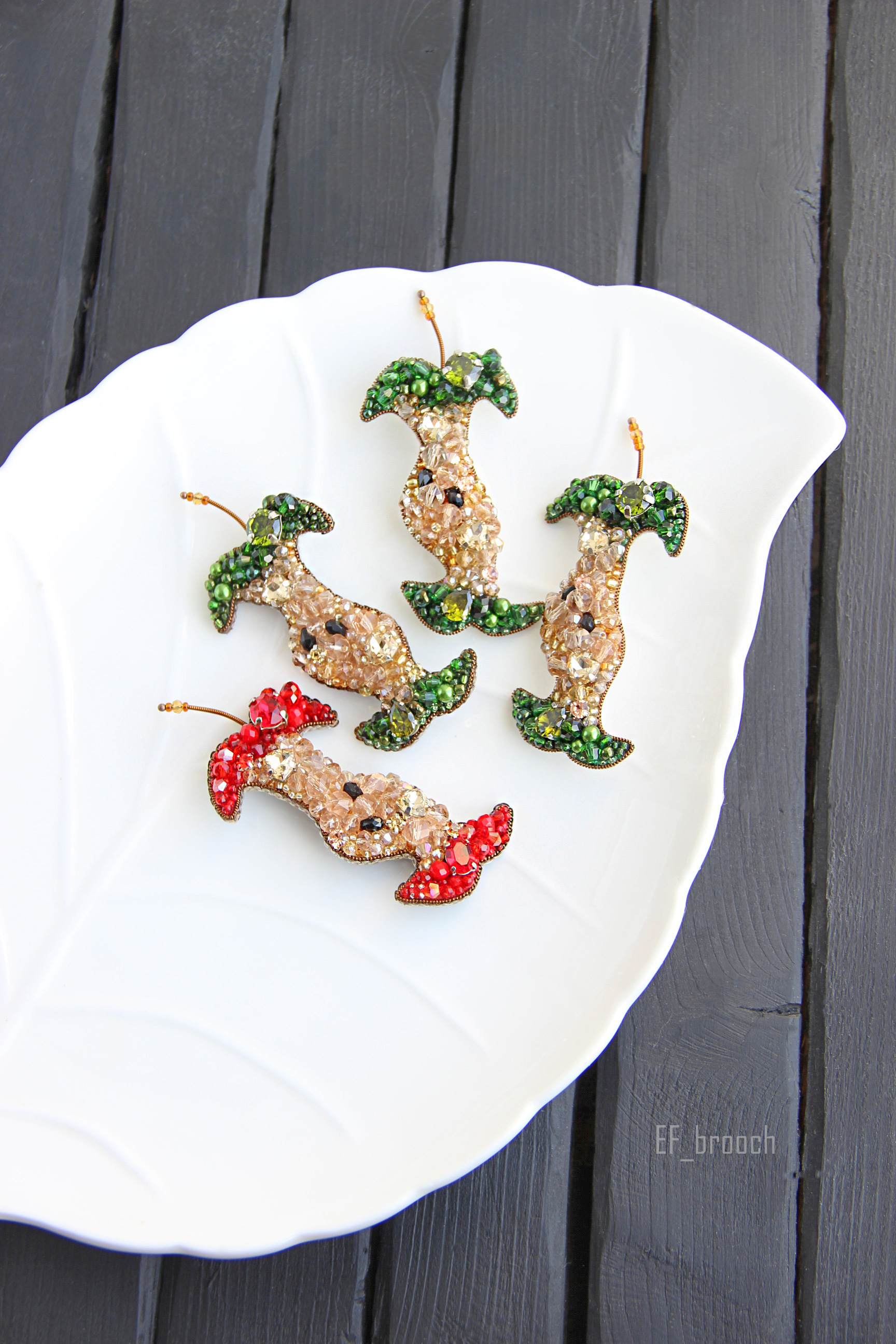 Apple beaded brooch Brooch fruit pin Apple core brooch Embr - Inspire ...