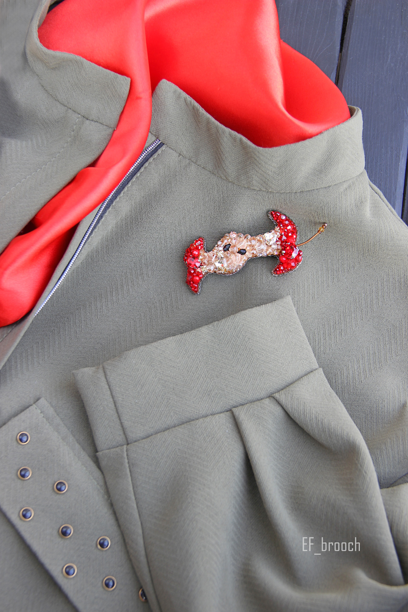 Apple beaded brooch Brooch fruit pin Apple core brooch Embr - Inspire ...