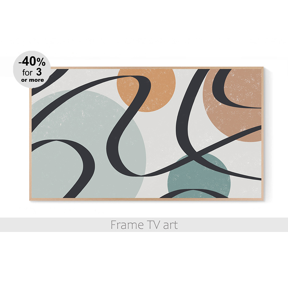 Samsung Frame TV Art Abstract, Neutral Frame TV Art, Line Ar - Inspire ...
