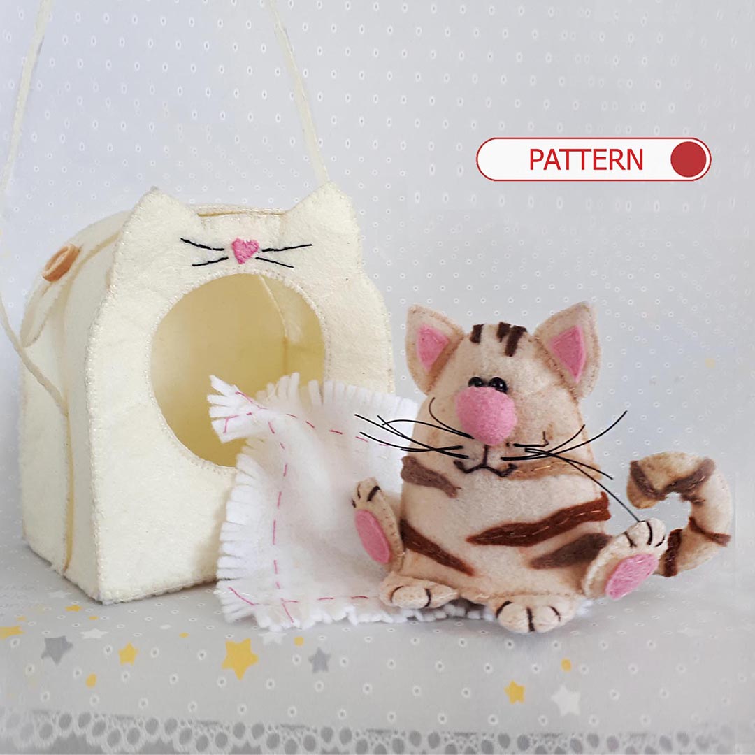 Cat felt , Stuffed animal pattern sewing , Toy cat and doll - Inspire ...