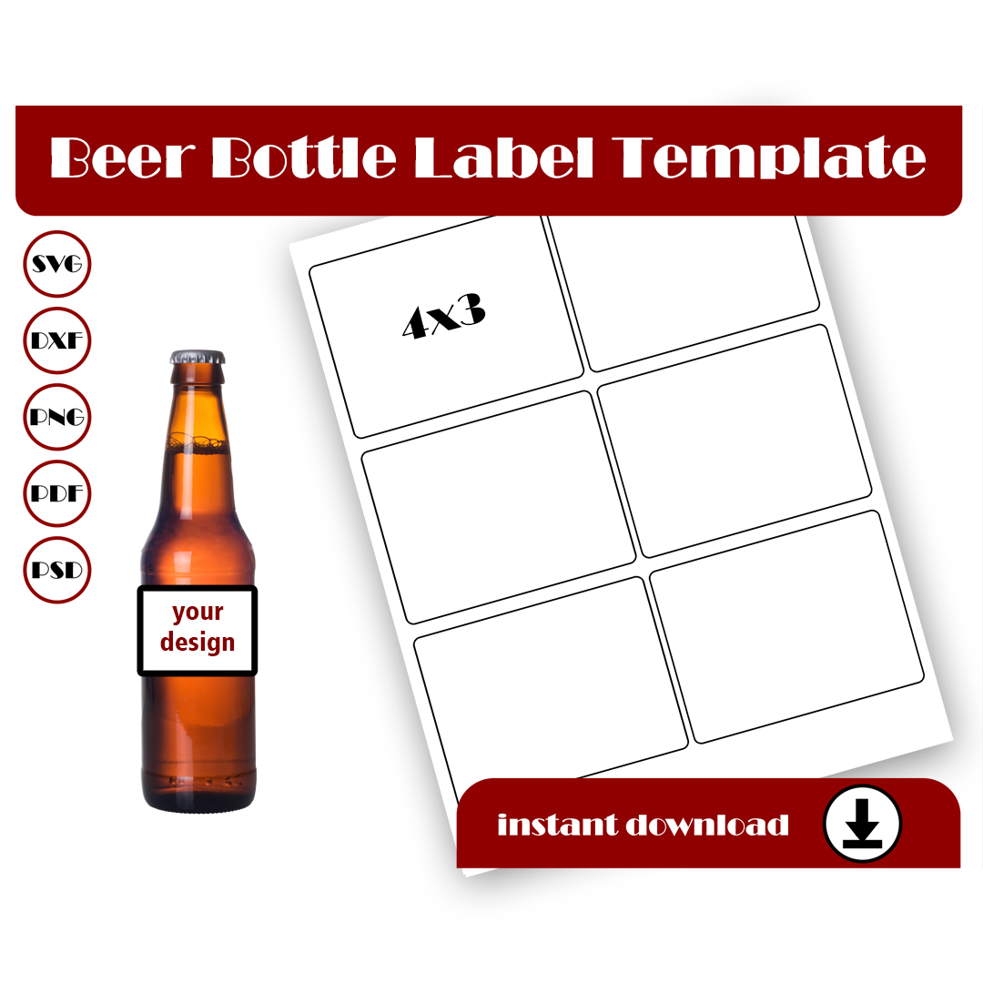 Beer bottle label template, Sticker label template, SVG, DXF - Inspire ...