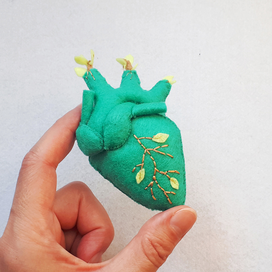 Human heart pattern , Gift for doctor brooch Green anatomica - Inspire ...