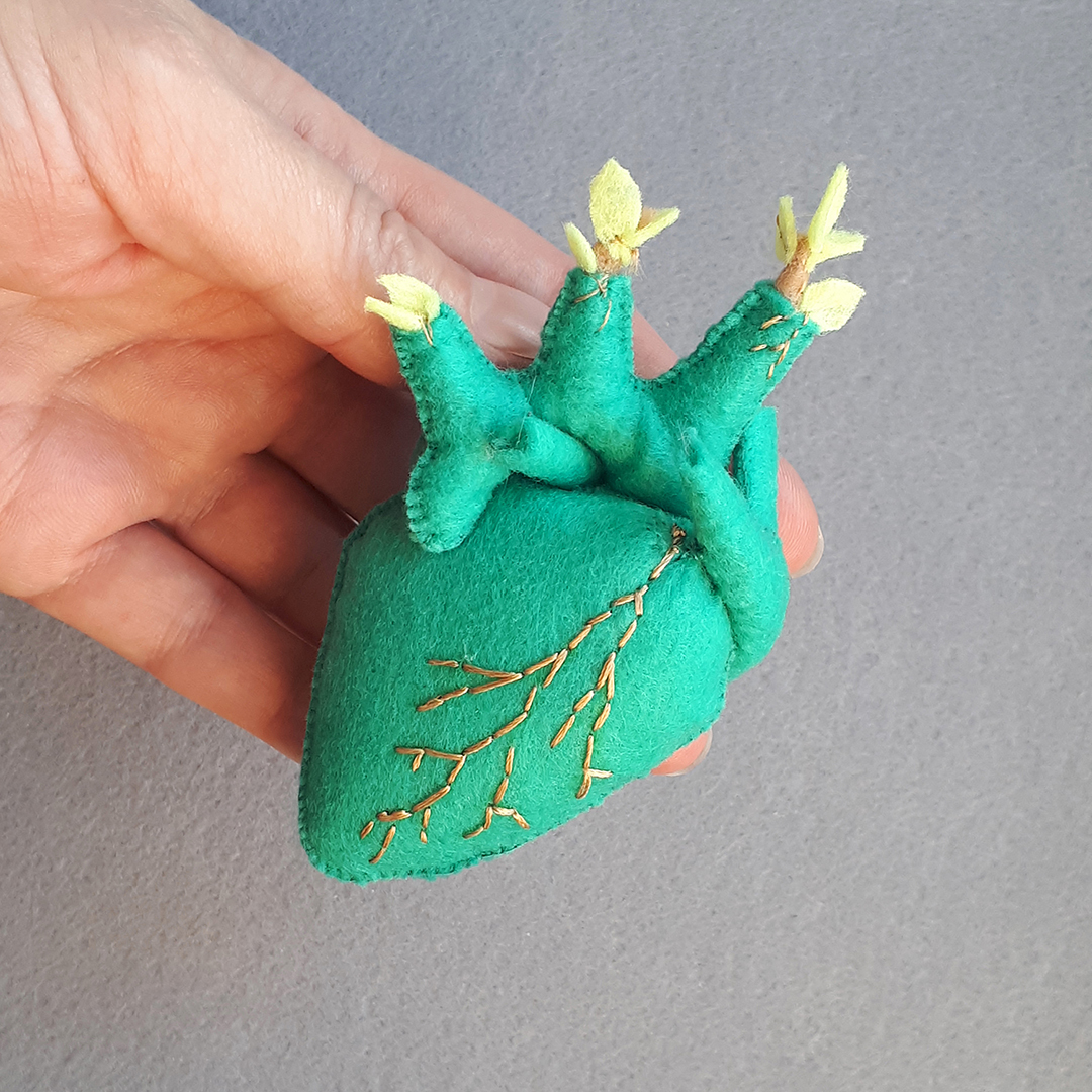 Human heart pattern , Gift for doctor brooch Green anatomica - Inspire ...
