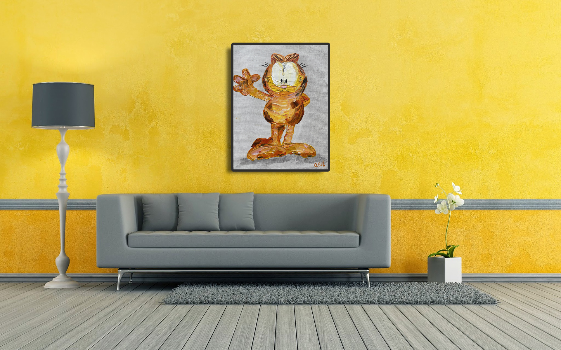 Garfield Wall Art / Garfield Canvas Painting / Garfield Orig - Inspire ...