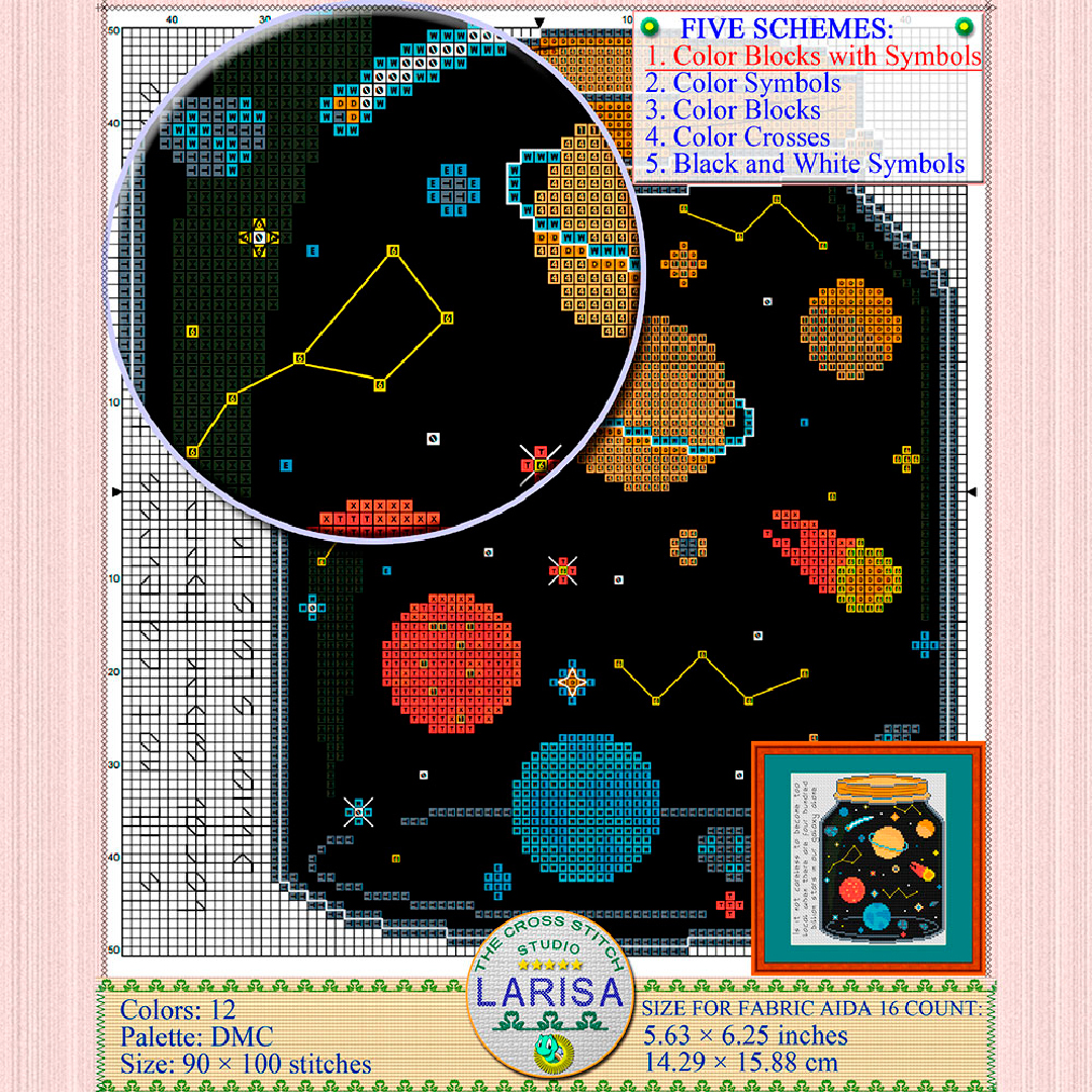 Galaxy Cross Stitch Pattern | Space Galaxy In The Jar - Inspire Uplift