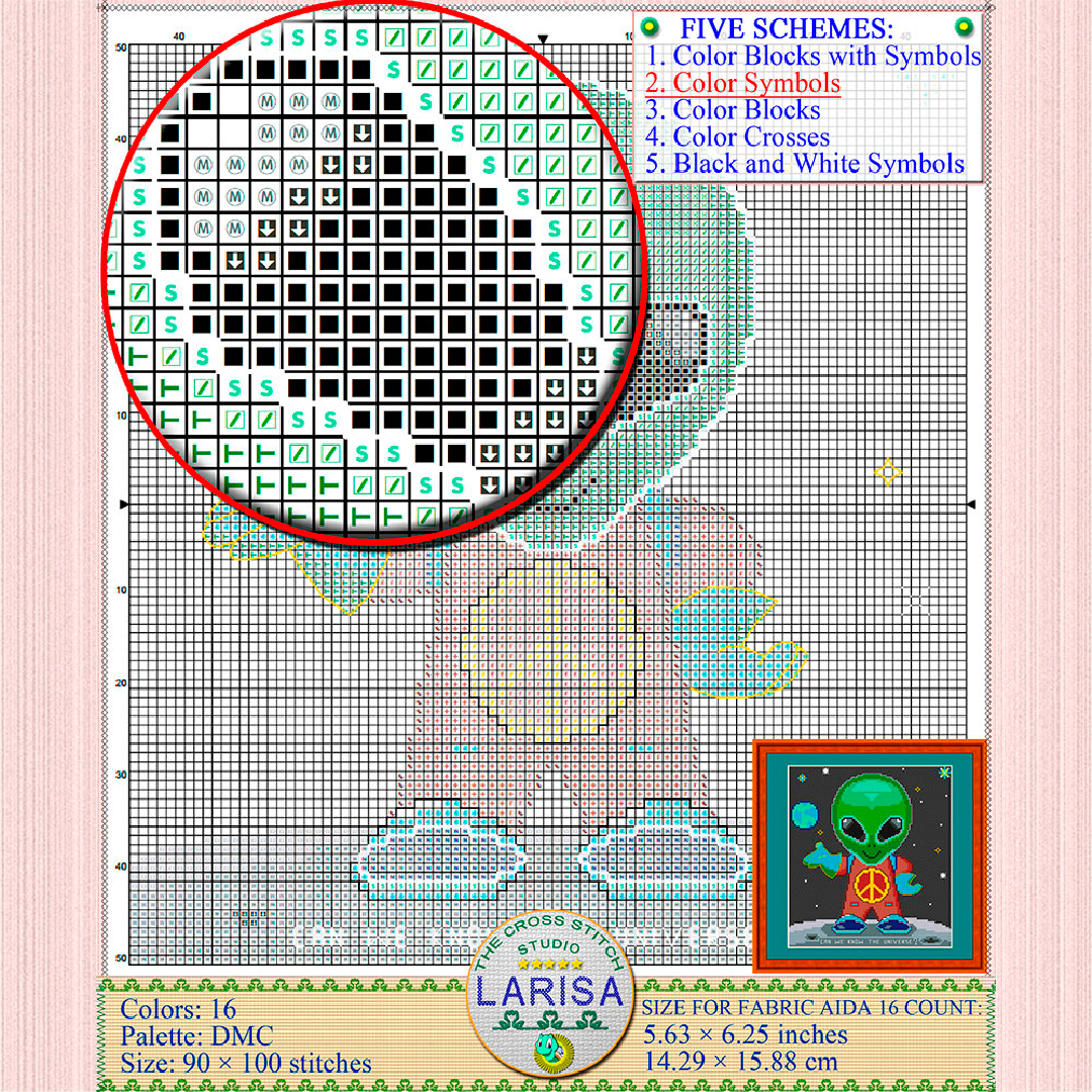 Alien Cross Stitch Pattern | Alien visitor - Inspire Uplift