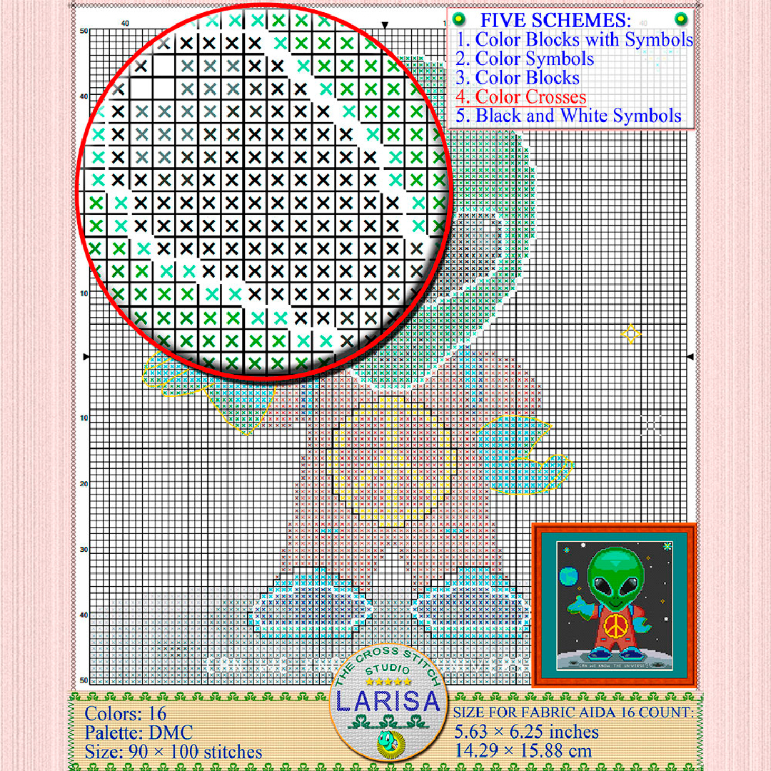 Alien Cross Stitch Pattern | Alien visitor - Inspire Uplift