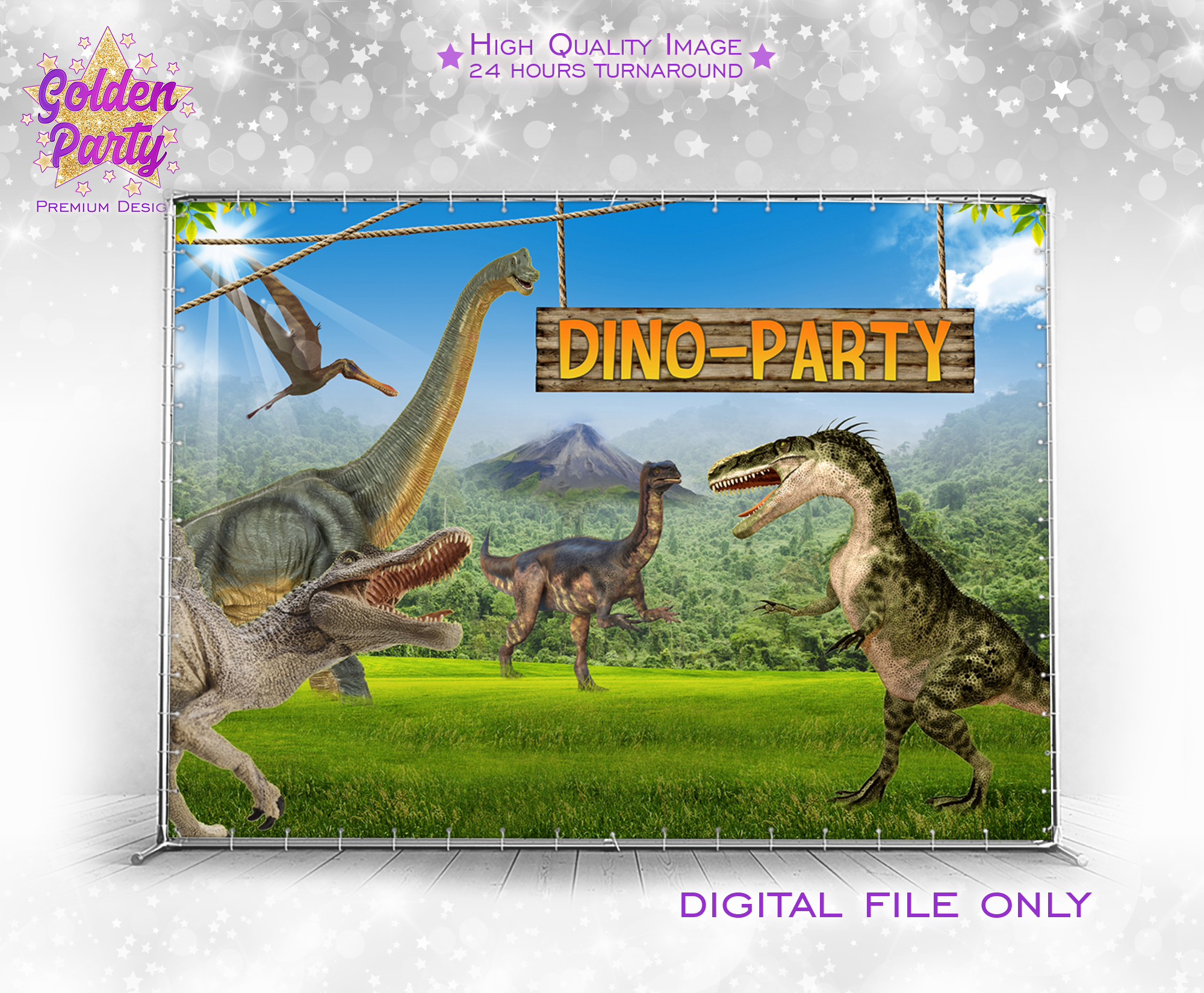 Dinosaur birthday party, Dino party custom backdrop, wild bi - Inspire ...