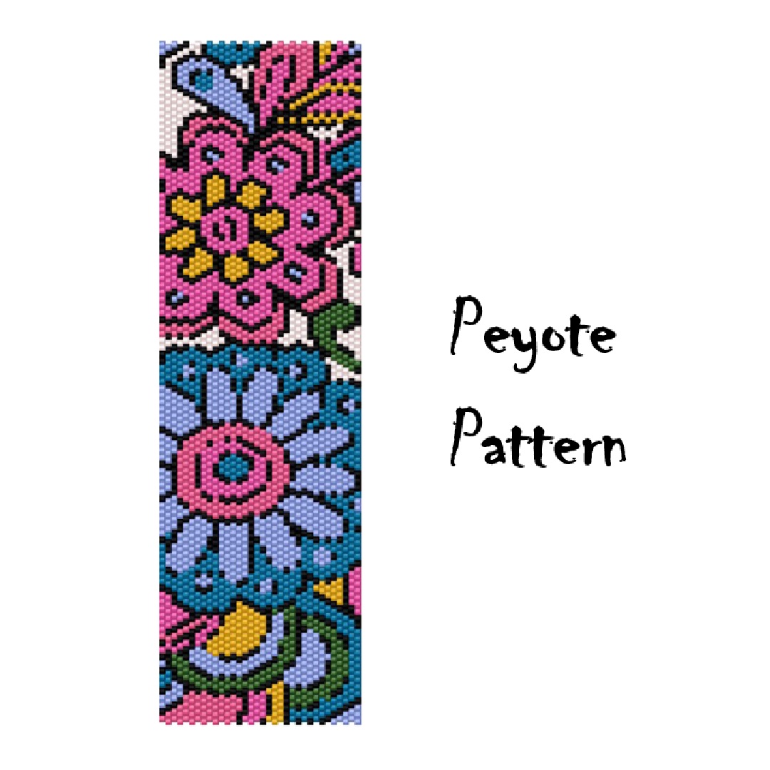 Flowers Peyote Beading Pattern, Seed Bead Bracelet, Peyoted - Inspire ...