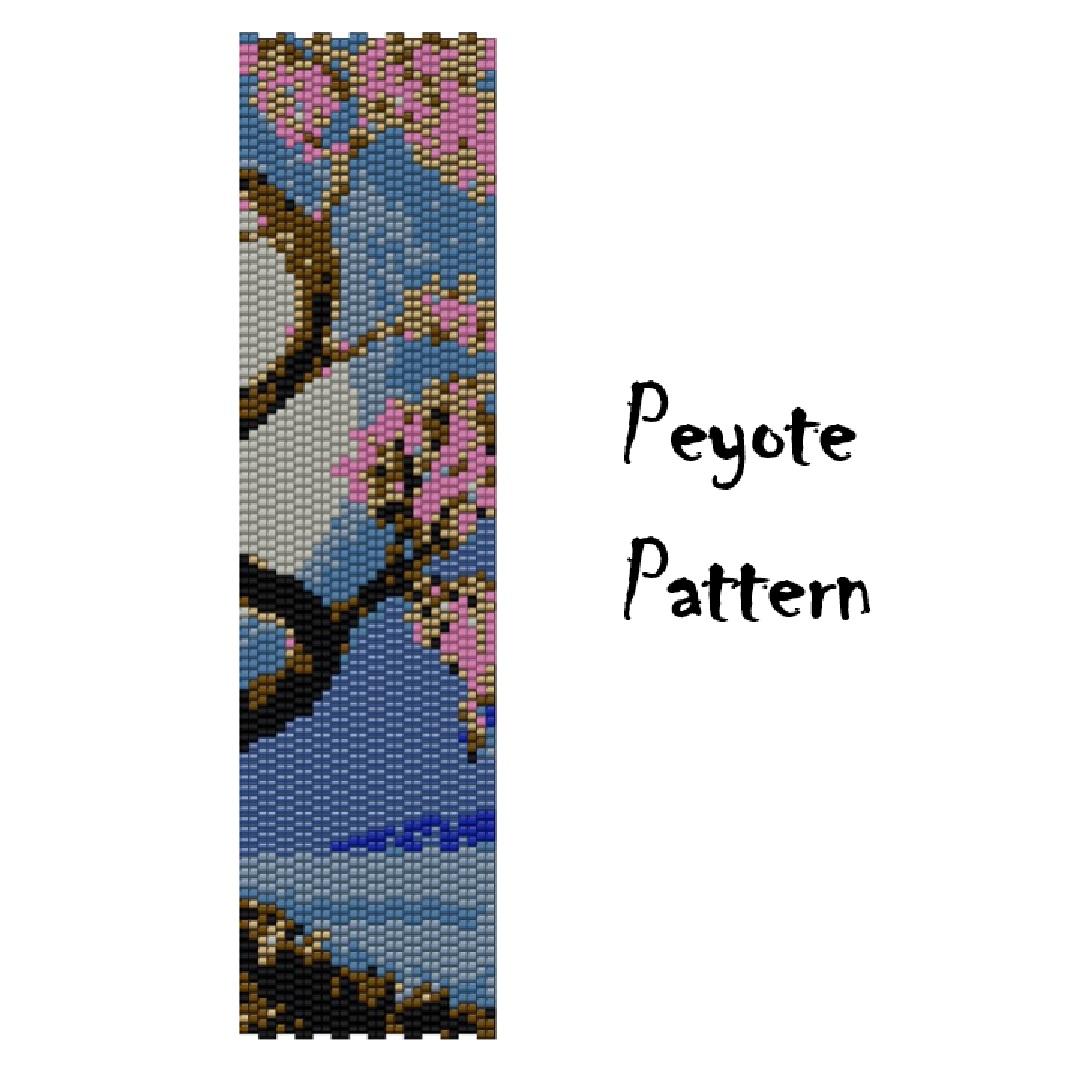 Night Moon Sakura Peyote Bead Pattern, Seed Beading Bracelet | Inspire ...