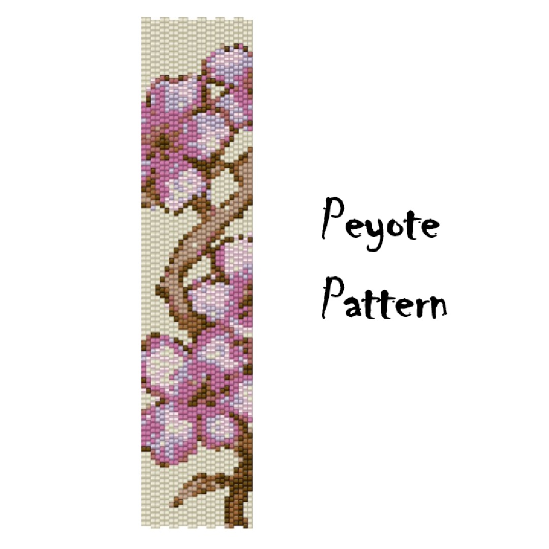 Sakura Peyote Bead Pattern, Seed Beading Bracelet, Peyoted B | Inspire ...