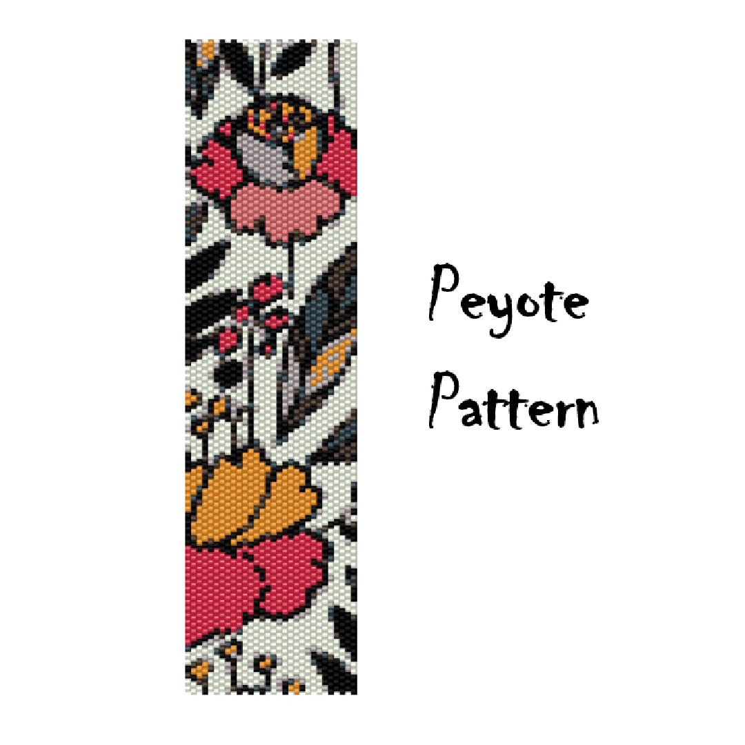 Flowers Peyote Bead Pattern, Seed Beading Bracelet, Peyoted | Inspire ...