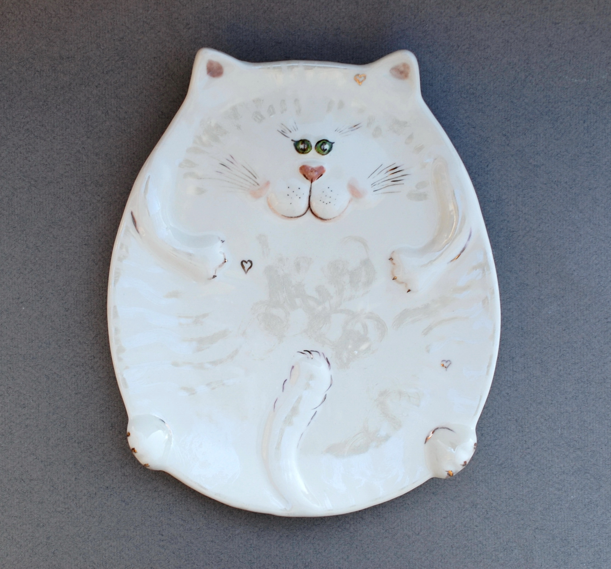 White Cat plate Decorative dish Serving plate Porcelain Frui - Inspire ...