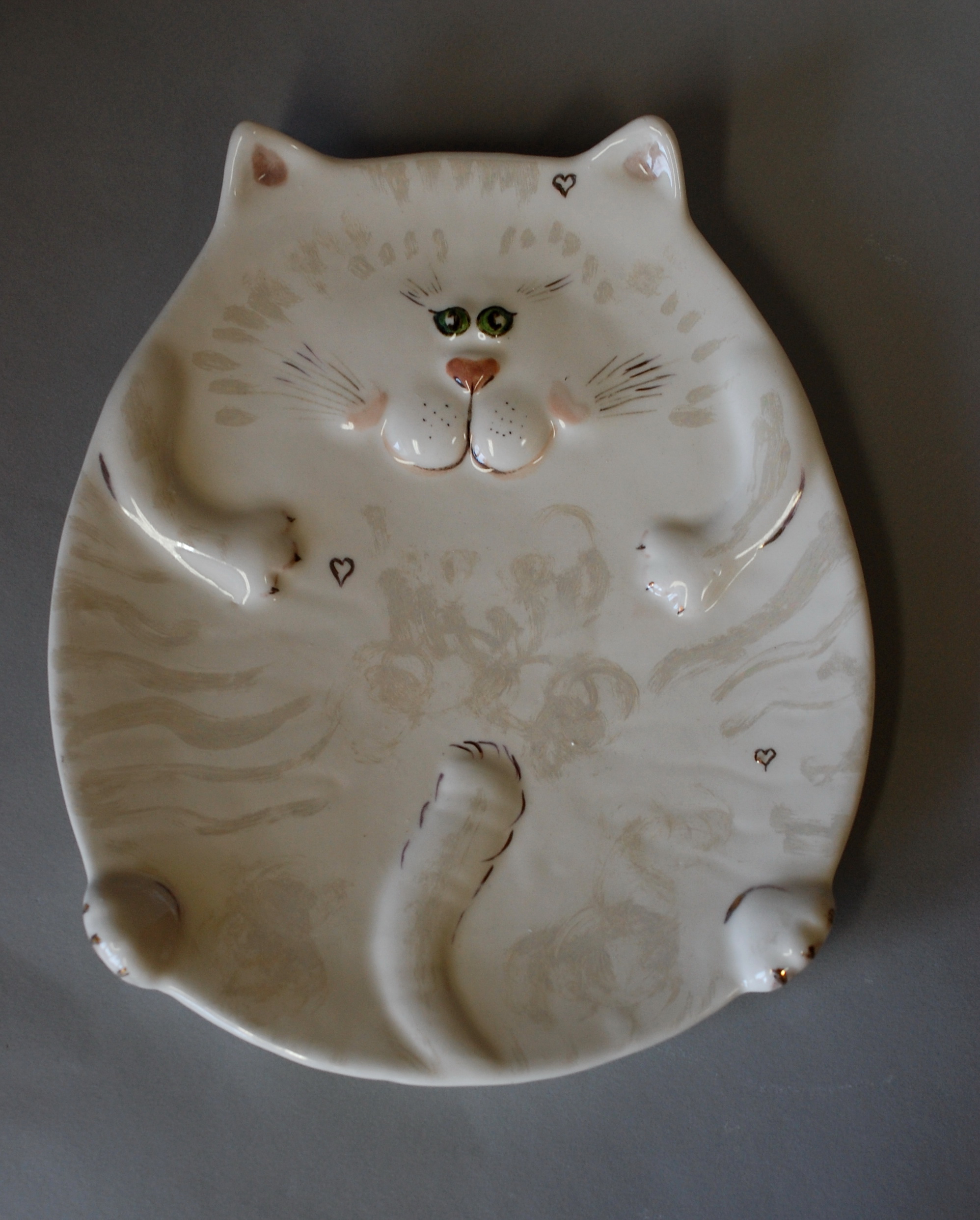 White Cat plate Decorative dish Serving plate Porcelain Frui - Inspire ...