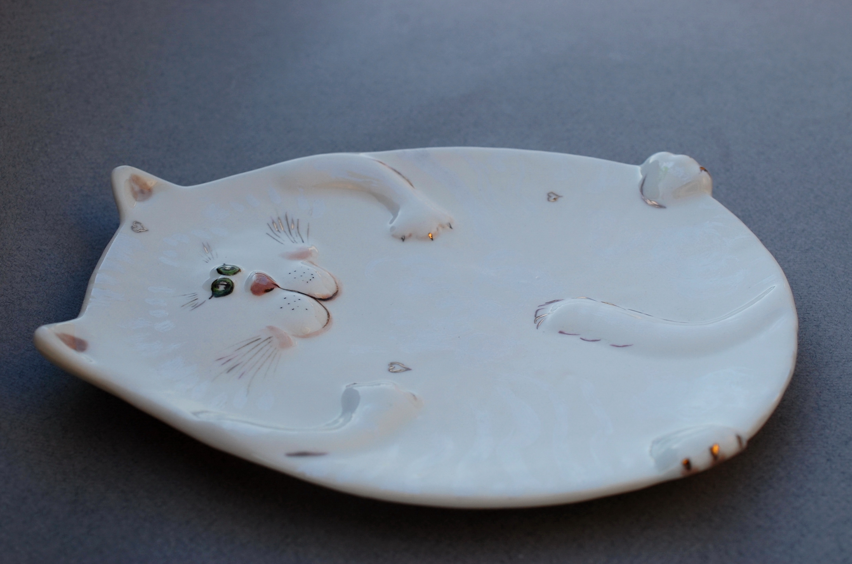 White Cat plate Decorative dish Serving plate Porcelain Frui - Inspire ...