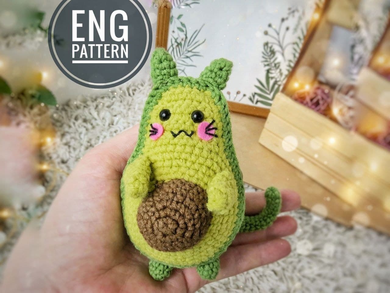 Crochet avocado cat pattern PDF. Amigurumi avocat tutorial f | Inspire ...