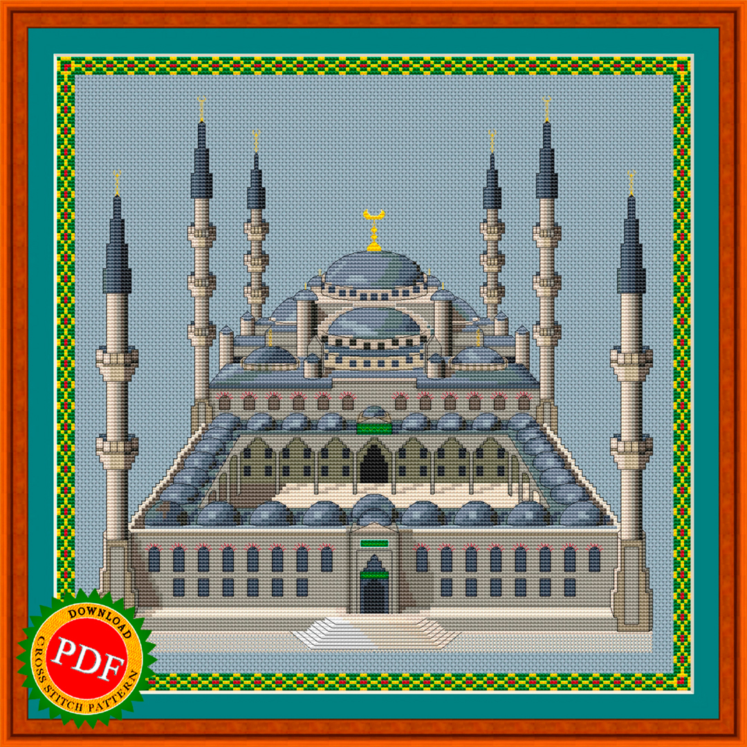 Blue Mosque Cross Stitch Pattern | Sultan Ahmed Mosque - Inspire Uplift