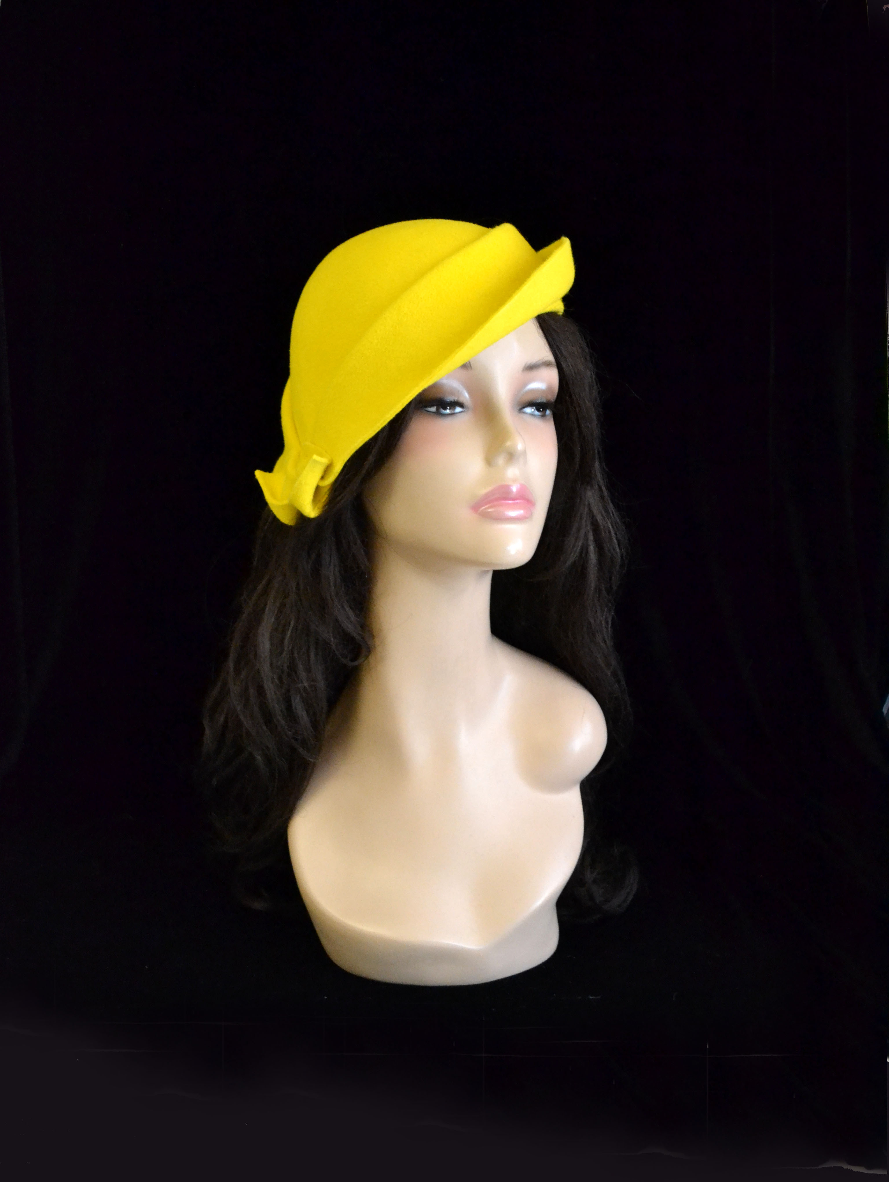 yellow vintage hat, 1920s style hat, winter hat, 1930s hat, - Inspire ...