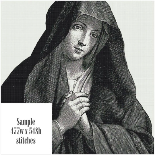 PDF Counted Vintage Cross Stitch Pattern | The Virgin Mary | - Inspire ...
