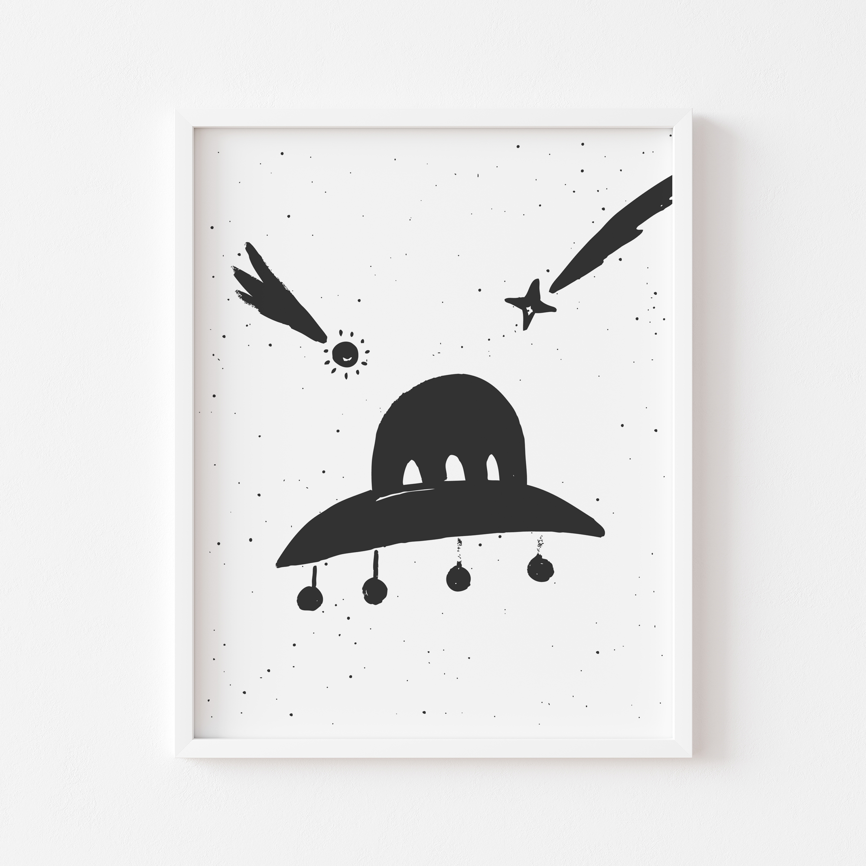 UFO poster for kids, UFO print for baby, Flying Saucer print | Inspire ...