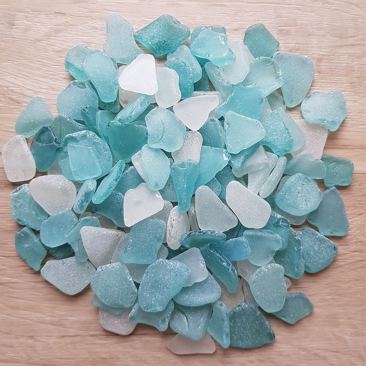 Aqua/white sea glass Genuine beach glass-JapanSeaGlass - Inspire Uplift